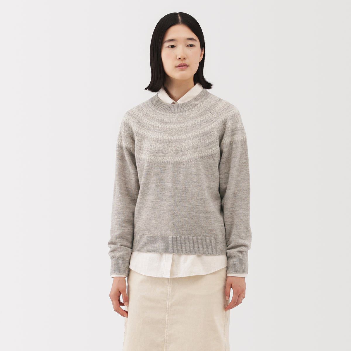 Andes Wool Blend Jacquard Sweater | Winter Knitwear | MUJI Canada