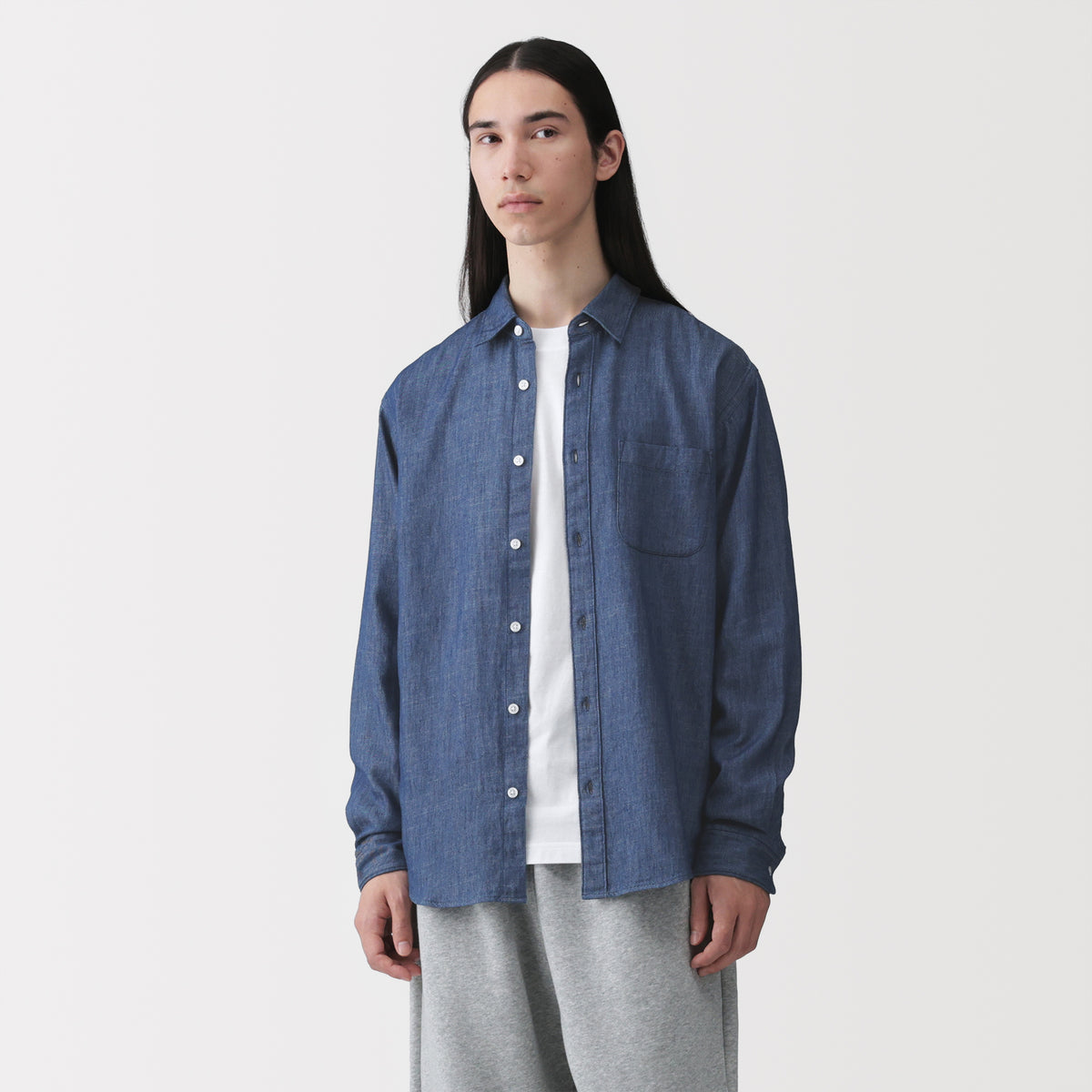 Denim Shirt | Men's Casual Button Up Shirts | MUJI Canada