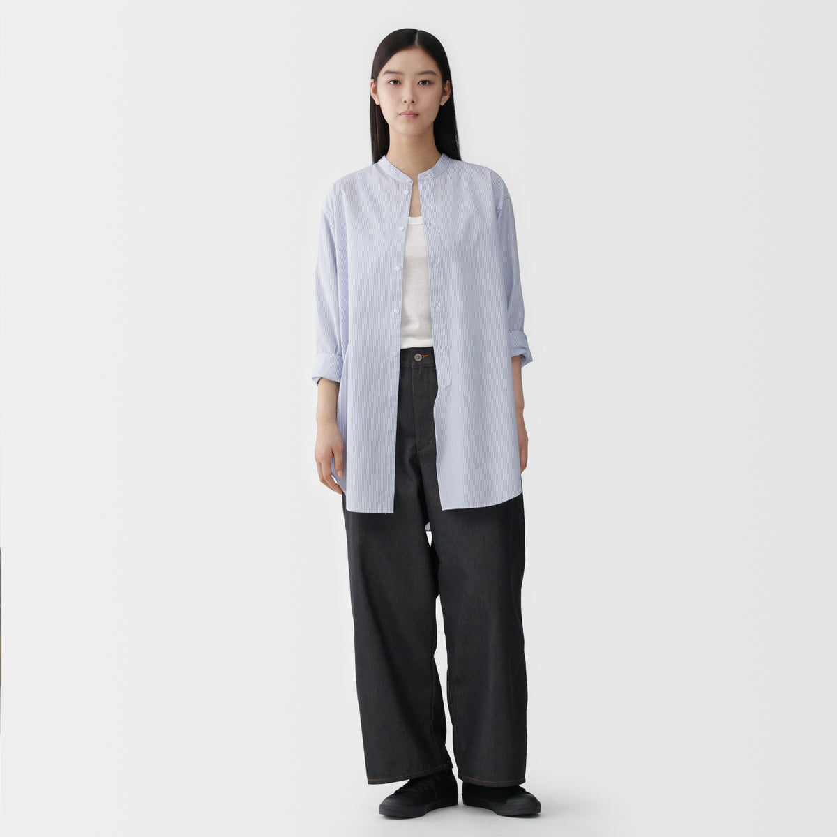Labo Poplin Relaxed Fit Tunic | Cotton Tops | MUJI Canada