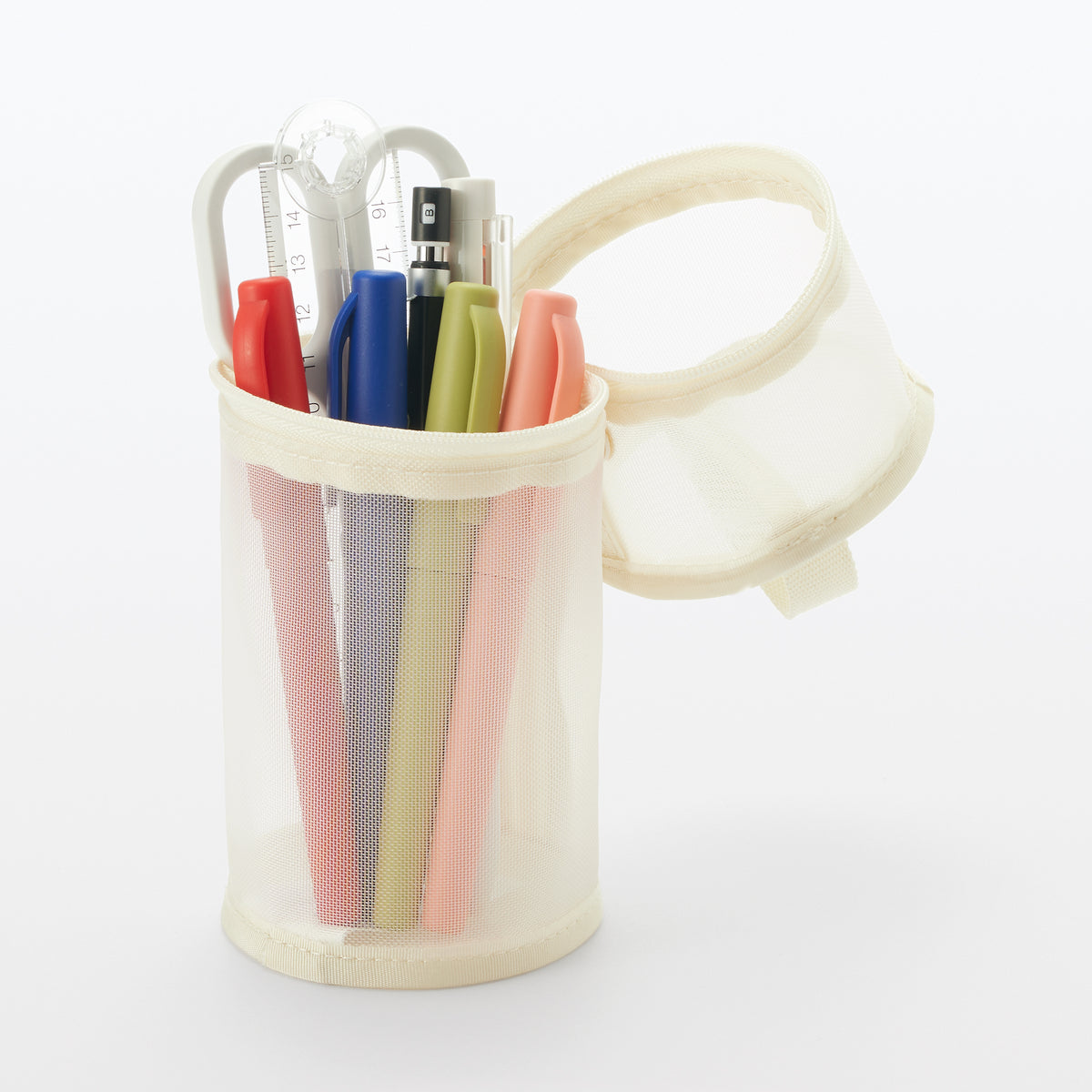 Nylon Mesh Vertical/Horizontal Pen Case Wide - Ivory | School Pouches ...