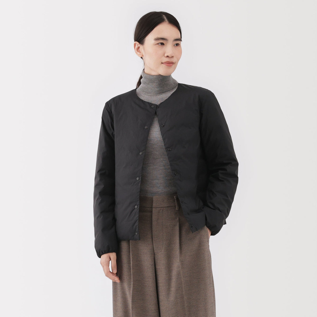 Lightweight Down Collarless Jacket | Women's Down | MUJI Canada